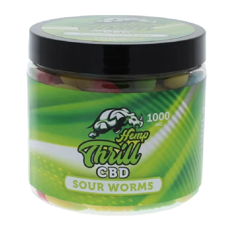 Hemp Thrill Gummy 1000mg - Sour Worms - Miami Distro